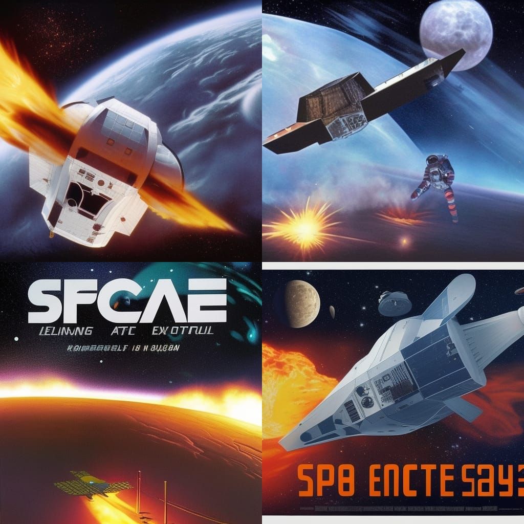 space 1999 lunar eagle spacecraft on a film poster Drew Struzan with astronauts running from an ...