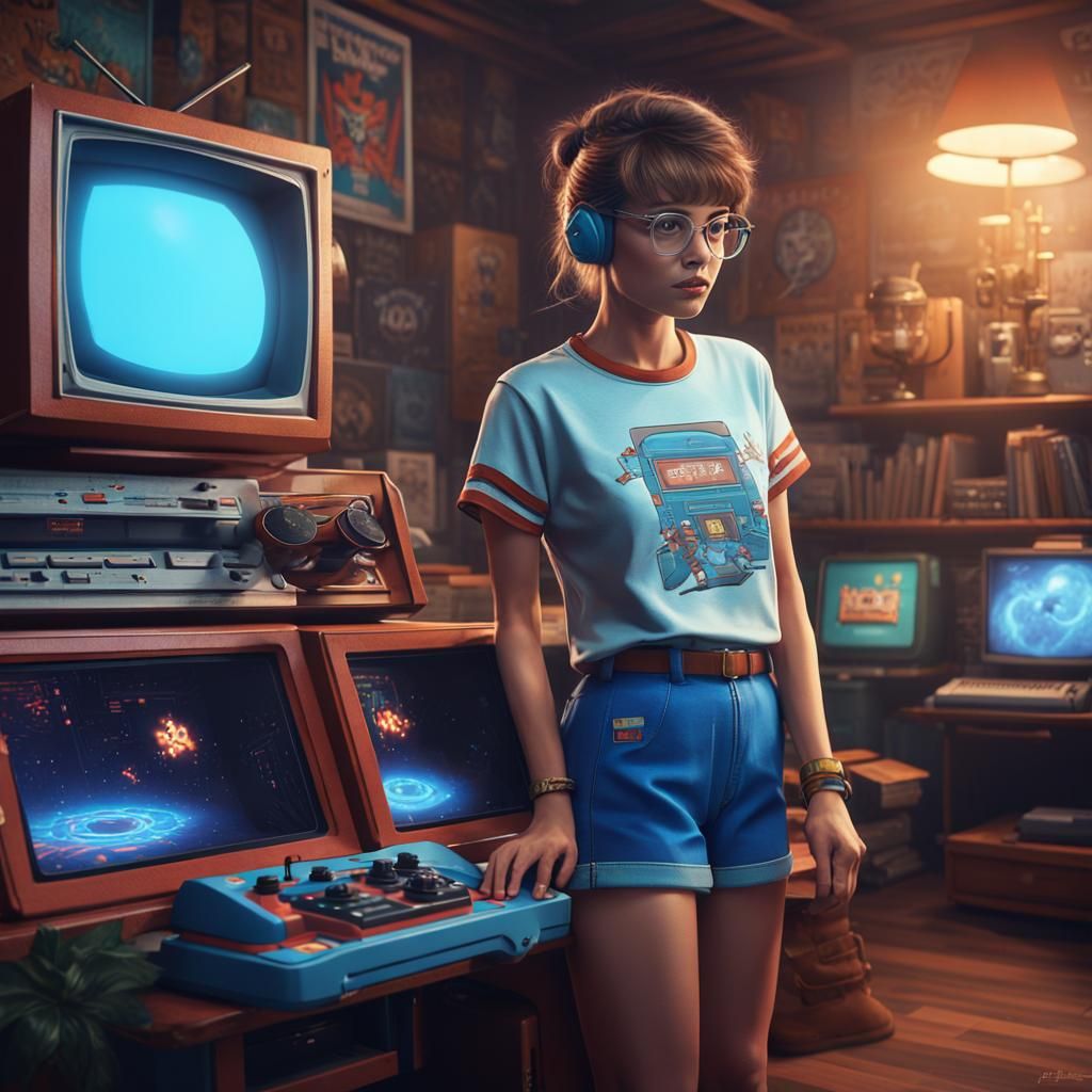 Pretty woman with 1980s computers - AI Generated Artwork - NightCafe ...