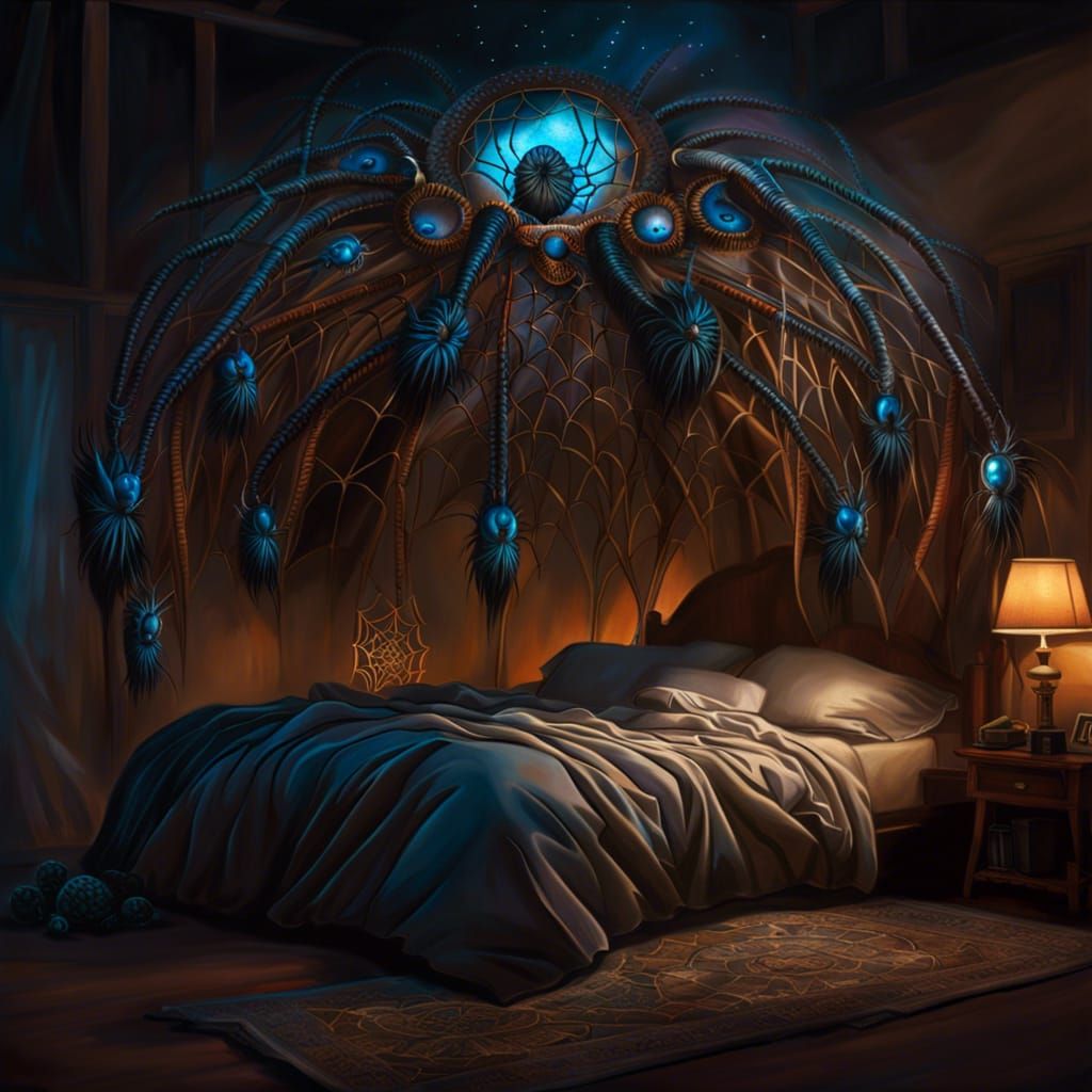 Spiders Creating a Dream Catcher 4 - AI Generated Artwork - NightCafe Creator