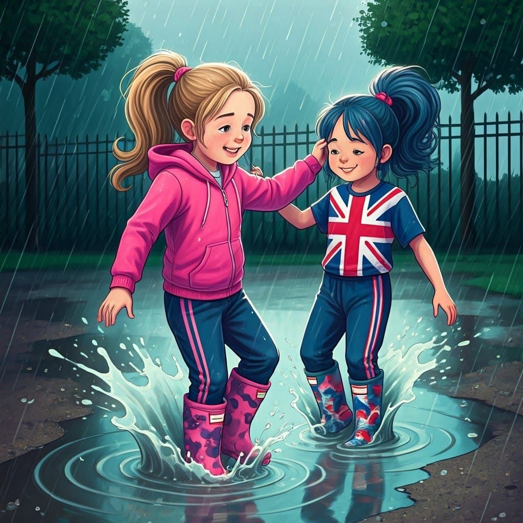 Giant Puddle Playground Adventure in Whimsical Sty... - AI Art