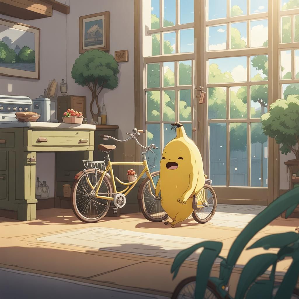 Banana bread home after bike - AI Generated Artwork - NightCafe Creator
