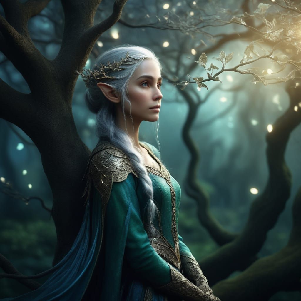 An Elf gazing into the Fairy Forest