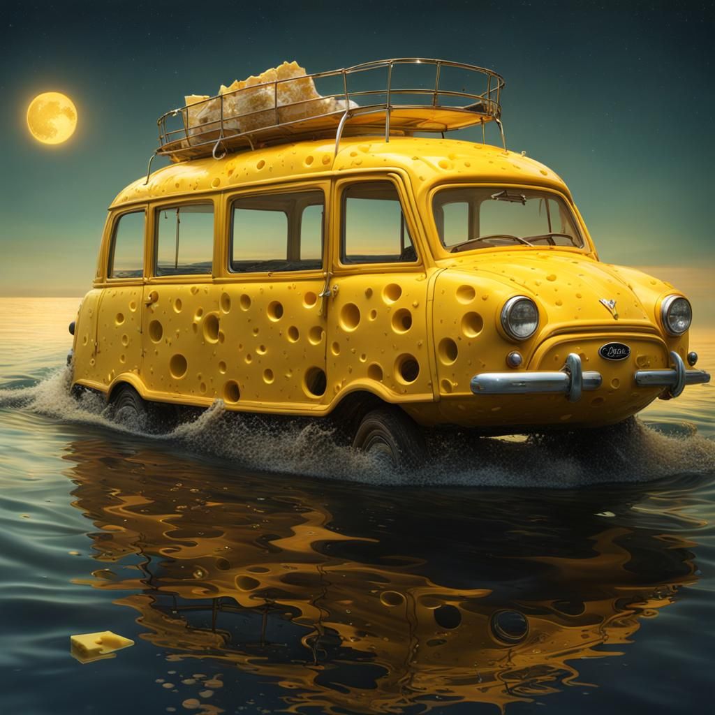 Cheesy Amphibious Car. - AI Generated Artwork - NightCafe Creator