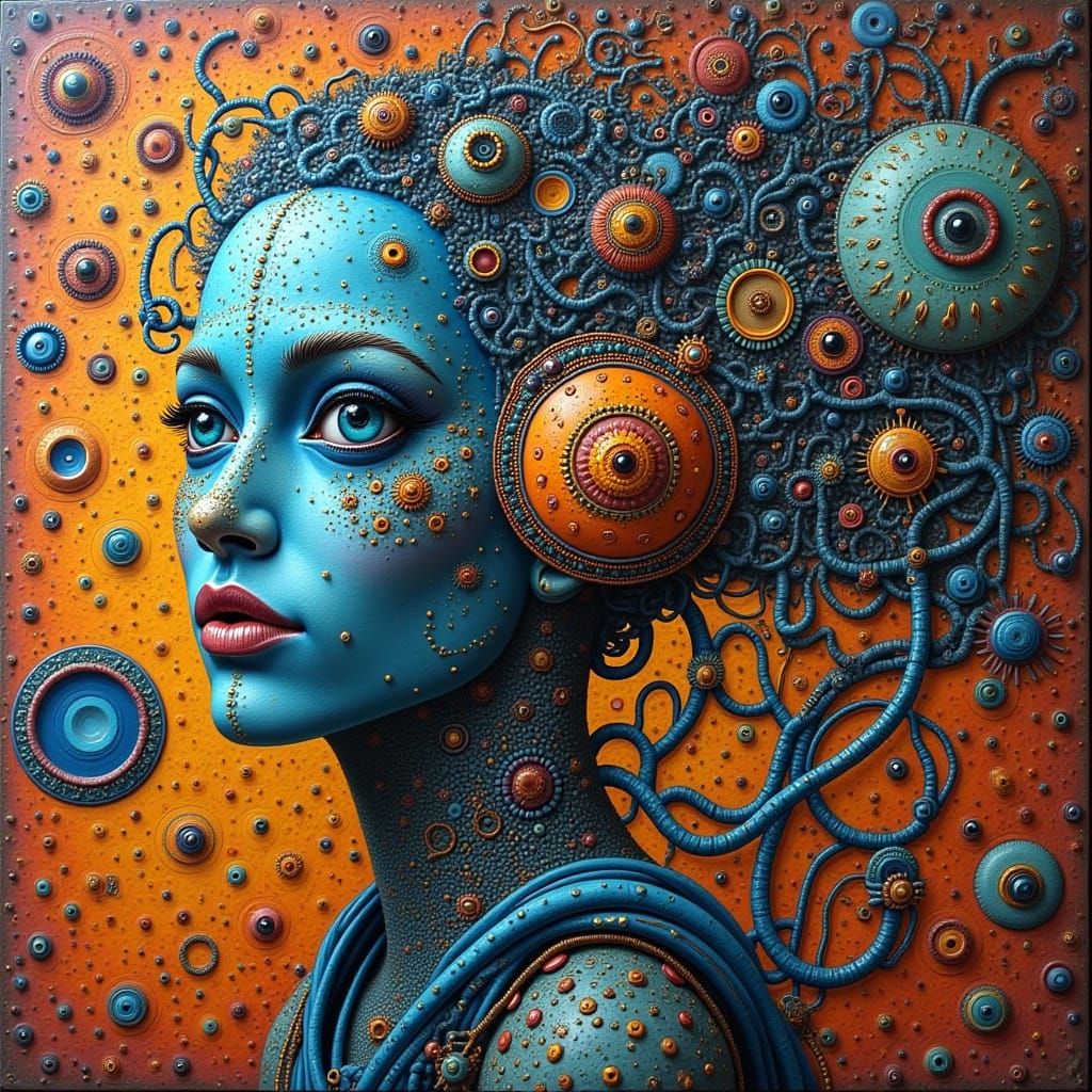 Cyborg Goddess in Cosmic Landscape - AI Art