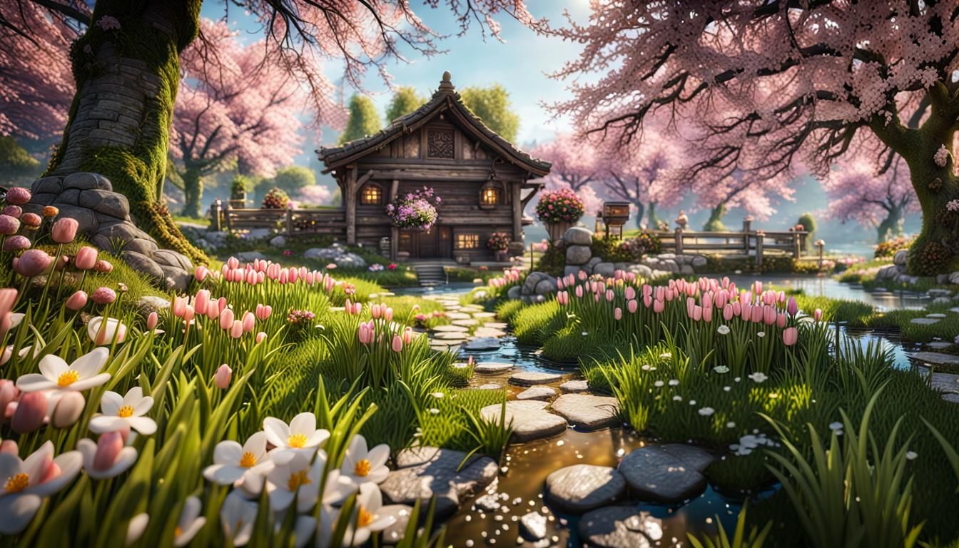 spring-inspired gaming landscape - AI Generated Artwork - NightCafe Creator