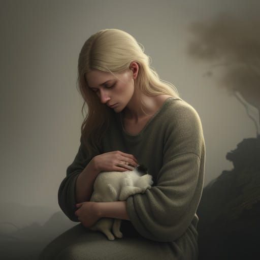 Fetal position - A Woman in Intimate Repose with Warm Golden...