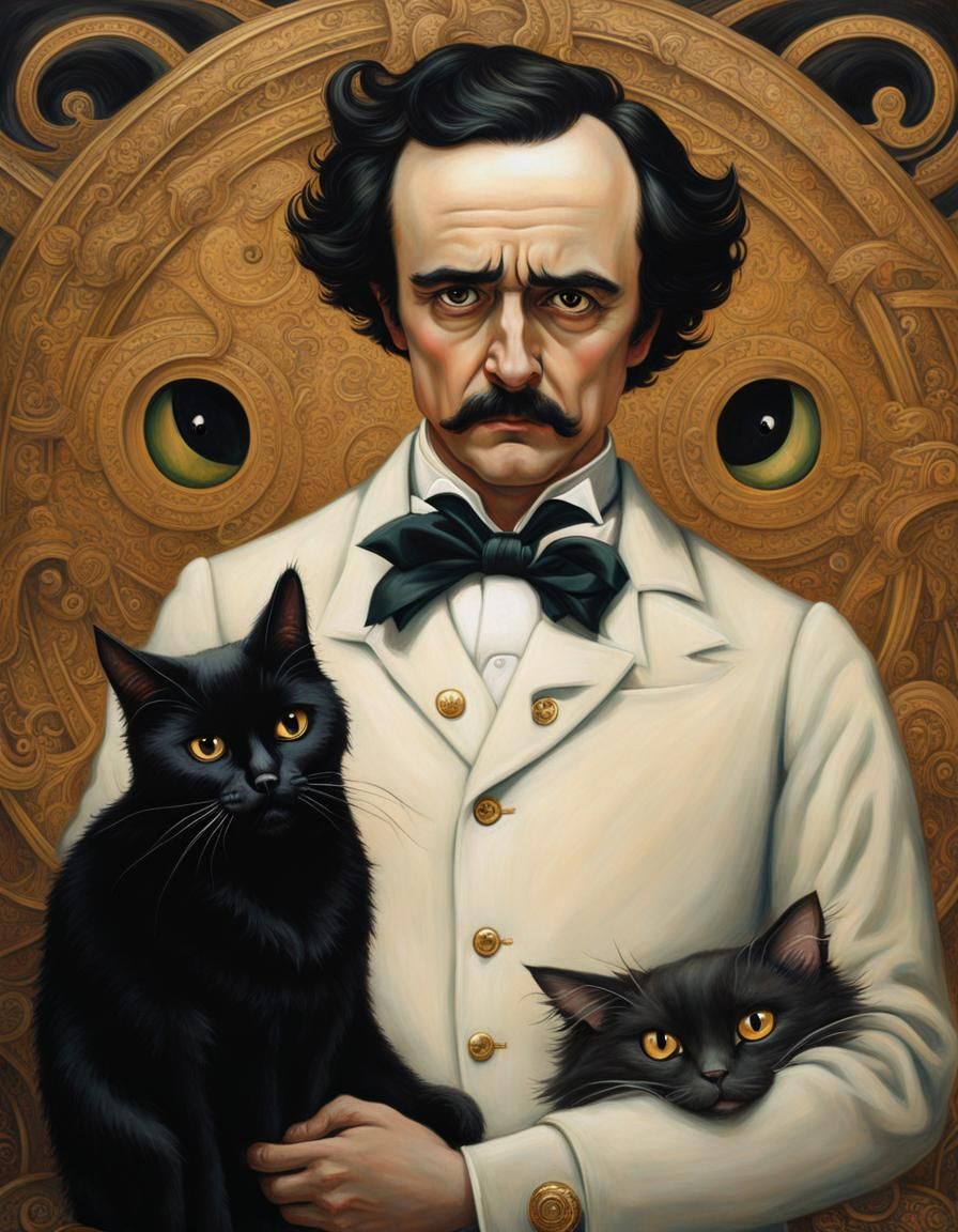 Edgar Allan Poe + Black Cats - AI Generated Artwork - NightCafe Creator