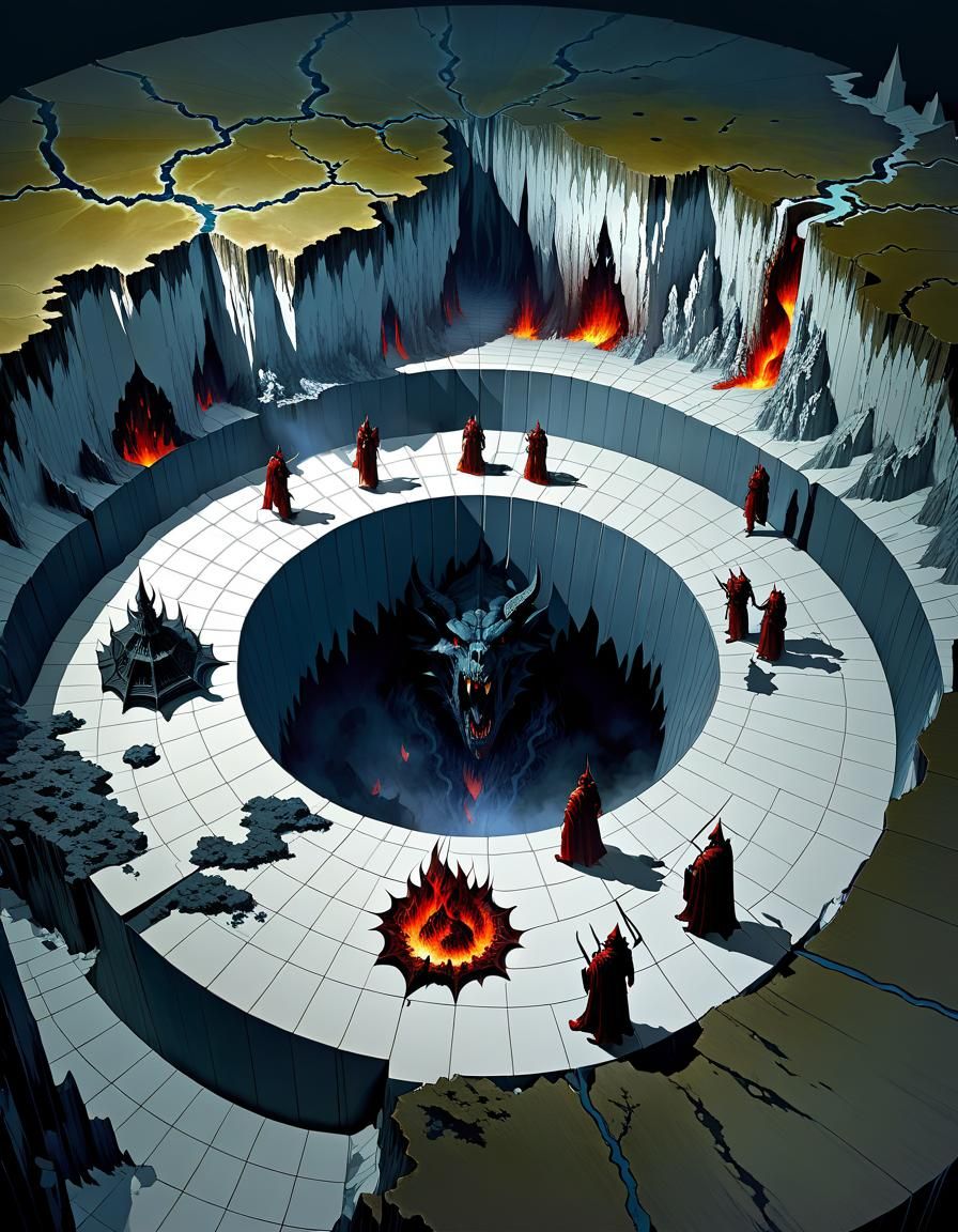 An isometric hell chart in the style of the necronomicon :: by Marc ...