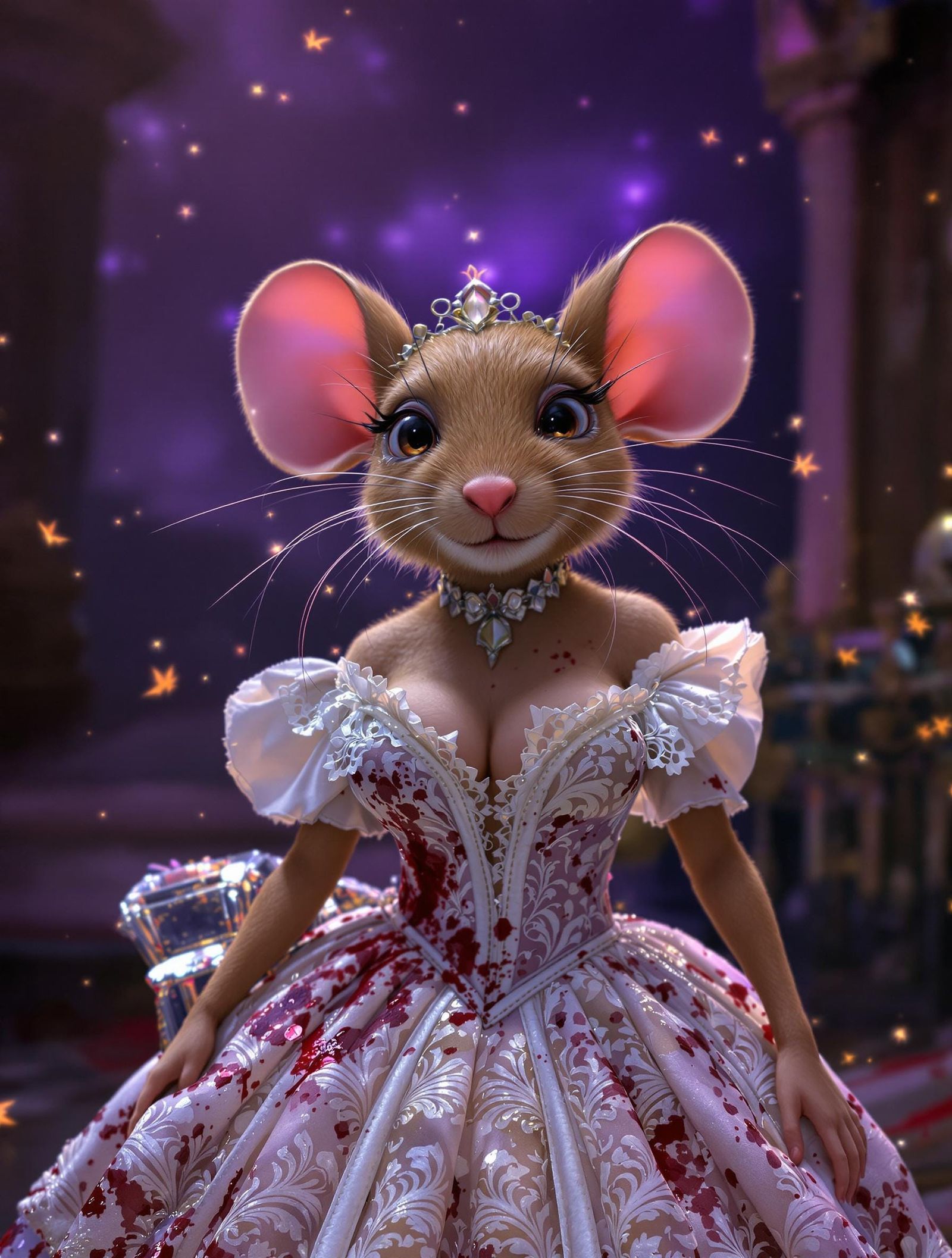 Enchanted Medieval Mouse Ballerina in Vibrant Purp... - AI Art