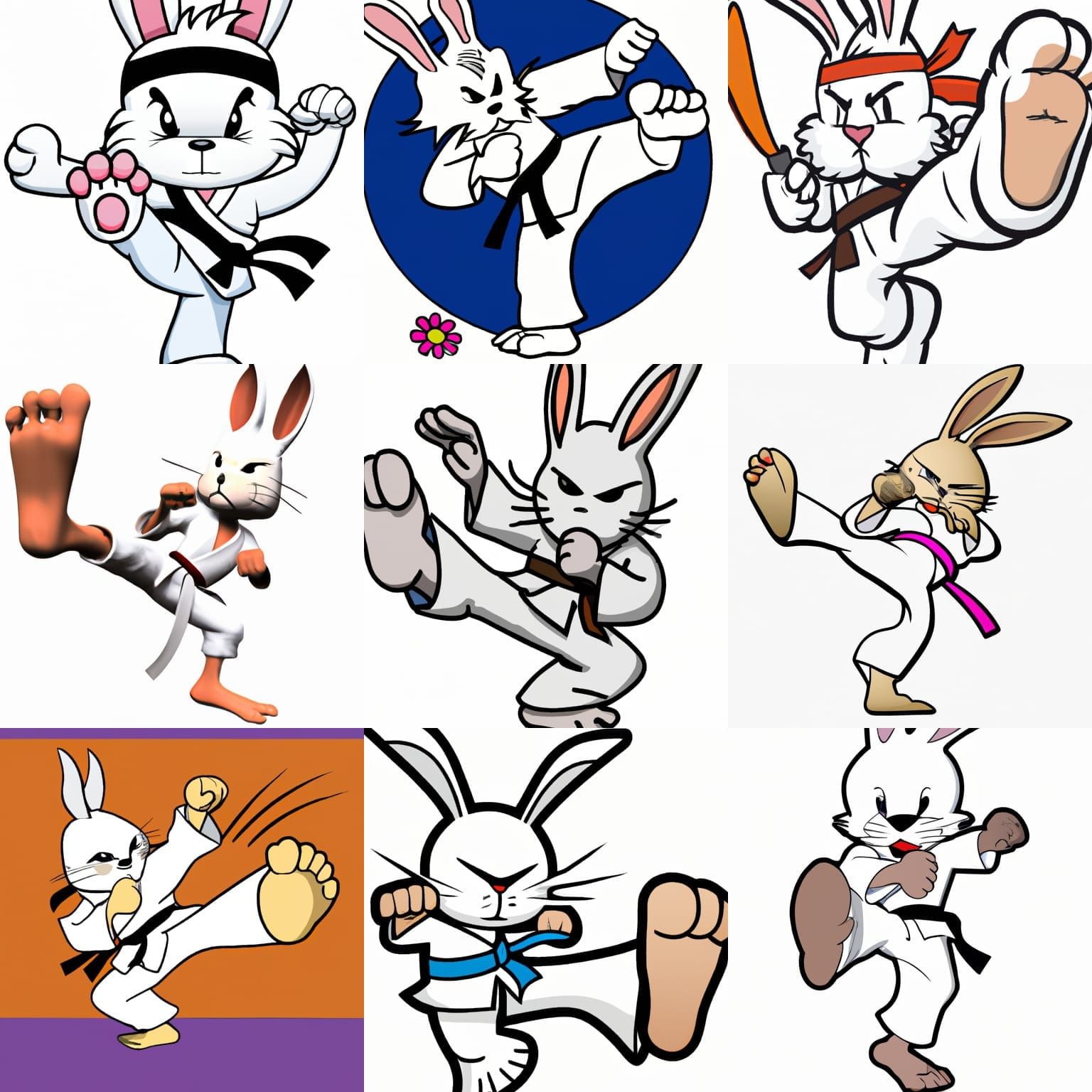 Bunny rabbit karate kick - AI Generated Artwork - NightCafe Creator