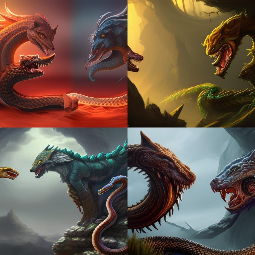 A serpent and wolf chimera - AI Generated Artwork - NightCafe Creator