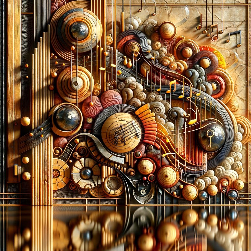 contemporary 3D mixed media painting featuring music and music notation ...