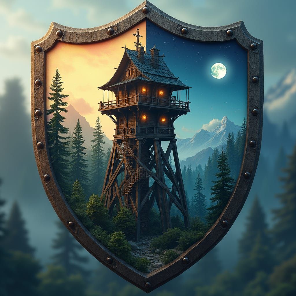 Watchtower #5. - Ethereal Watchtower Amidst Misty Mountains ...