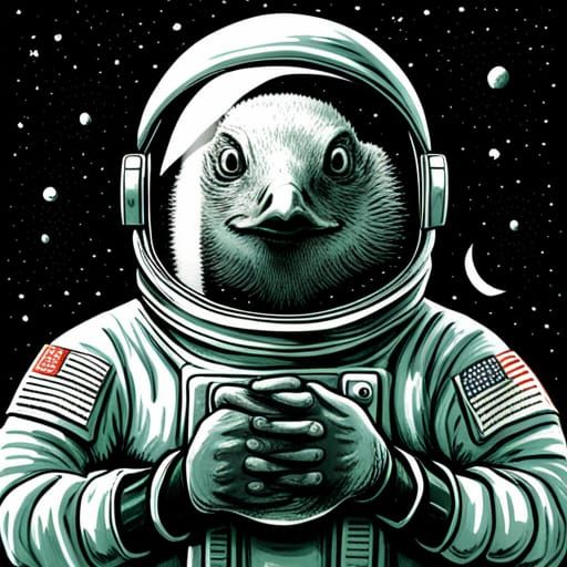 star-nosed mole animal, creepy stare, black color, in an astronaut suit ...