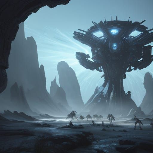 Epic Cosmic Duel in Futuristic Minimalism - AI Art