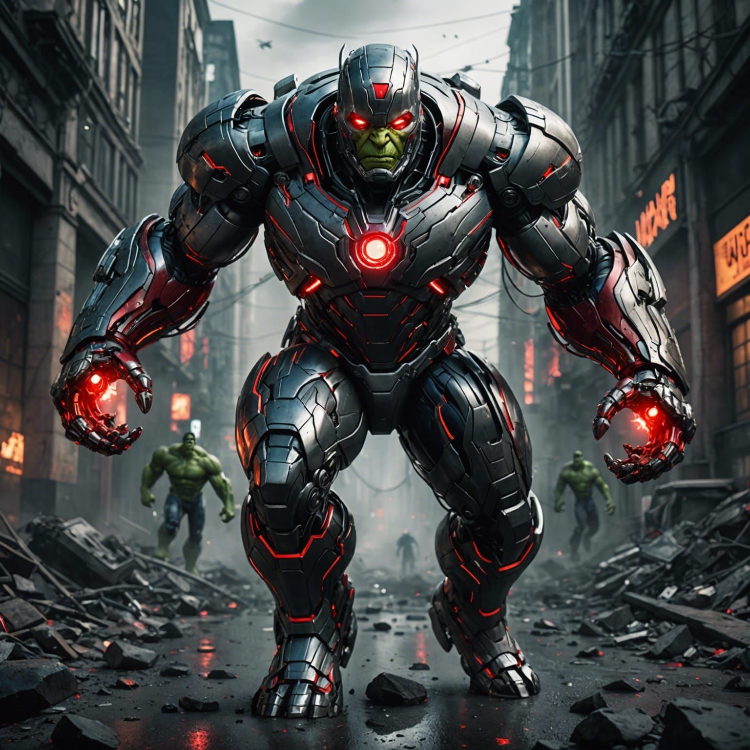 Hulk assimilated by Ultron - AI Generated Artwork - NightCafe Creator