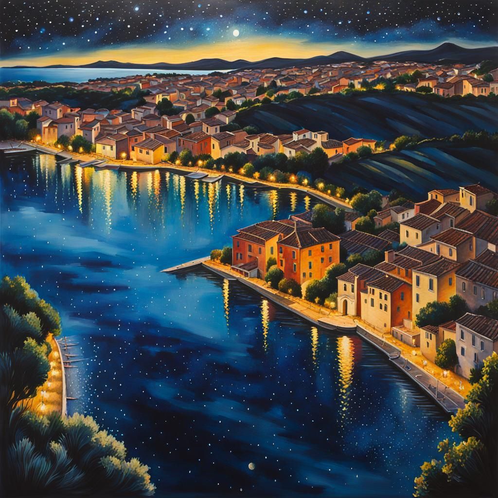 Mediterranean night - AI Generated Artwork - NightCafe Creator