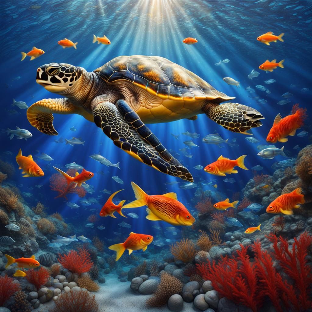 Turtle and friends - AI Generated Artwork - NightCafe Creator