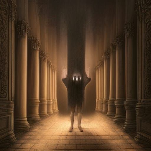 terrifying ghost emerging from a wall. / mystery, anguish, fear, pale ...