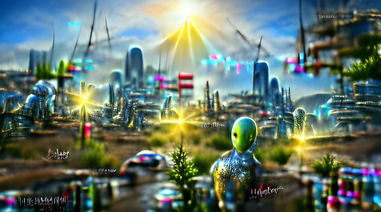 Utopian alien cityscape glimmering in the mellow sun - AI Generated ...