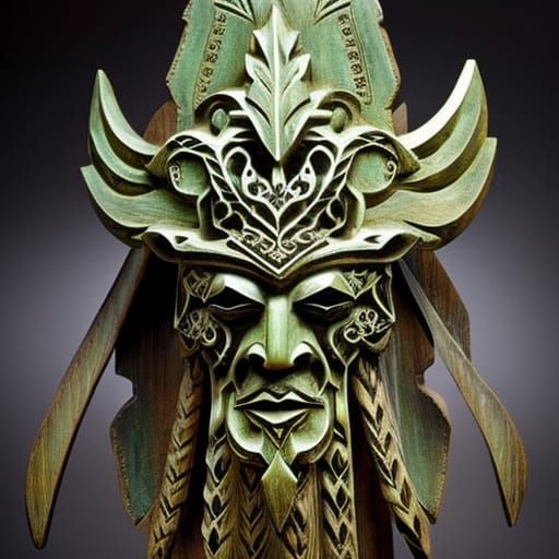 Carved Wooden Forest Mask - AI Generated Artwork - NightCafe Creator