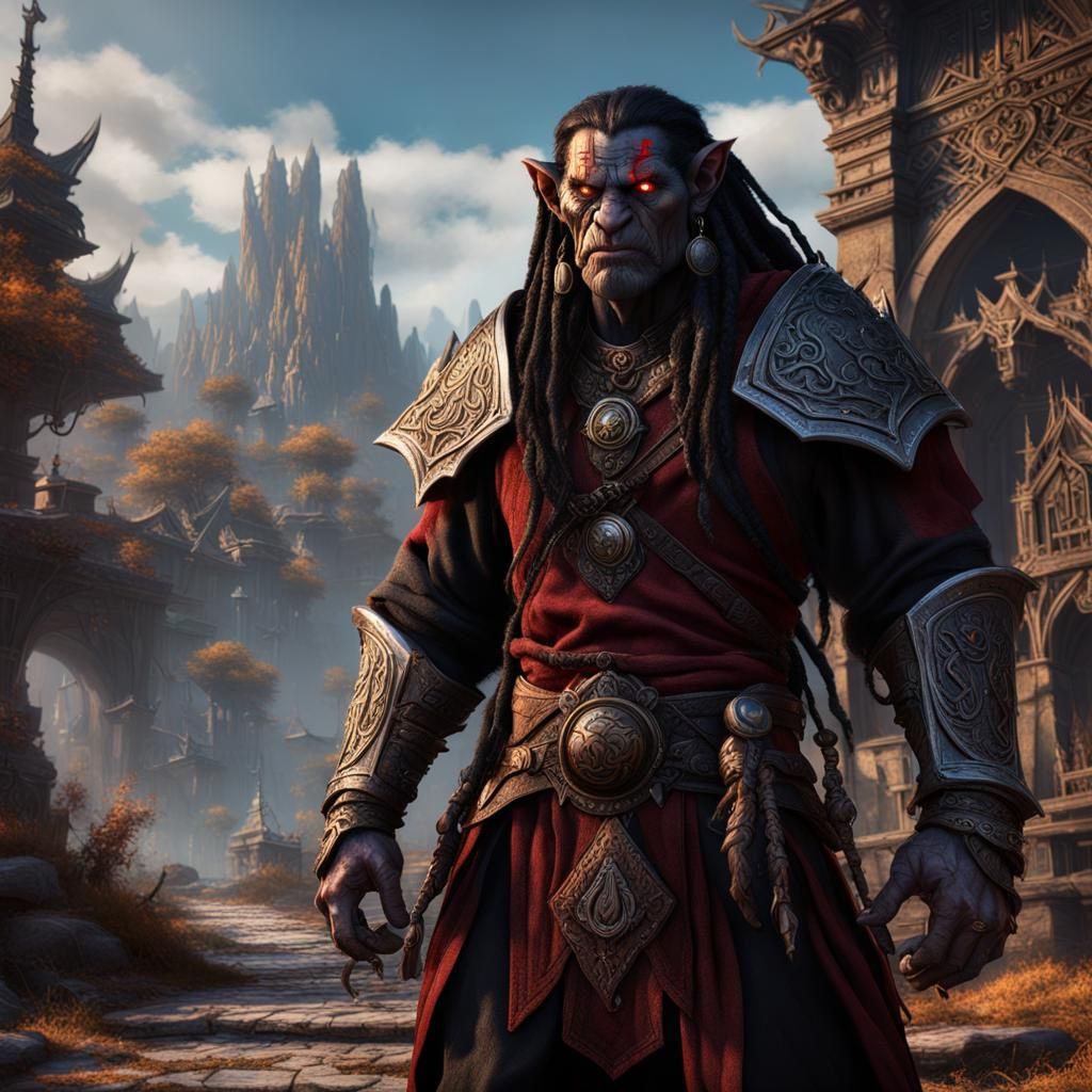 Hobgoblin, Redskin, red face, black hair, Dreadlock, Elaborate braids ...