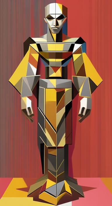 "Pablo Picasso cubism cubist digital art metallic deep wide black lines ...