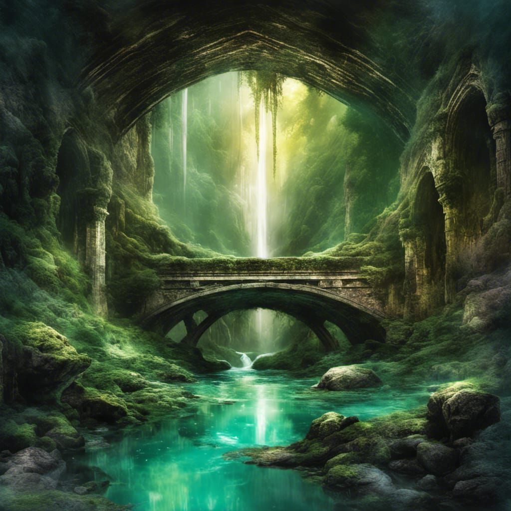 The ancient bridge "la Passerelle de la Cime Clair" in the Lost Kingdom ...