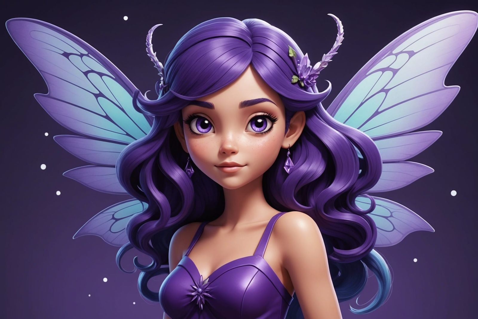 2d cel-shaded cartoon style deep purple color cool colors spectral ...