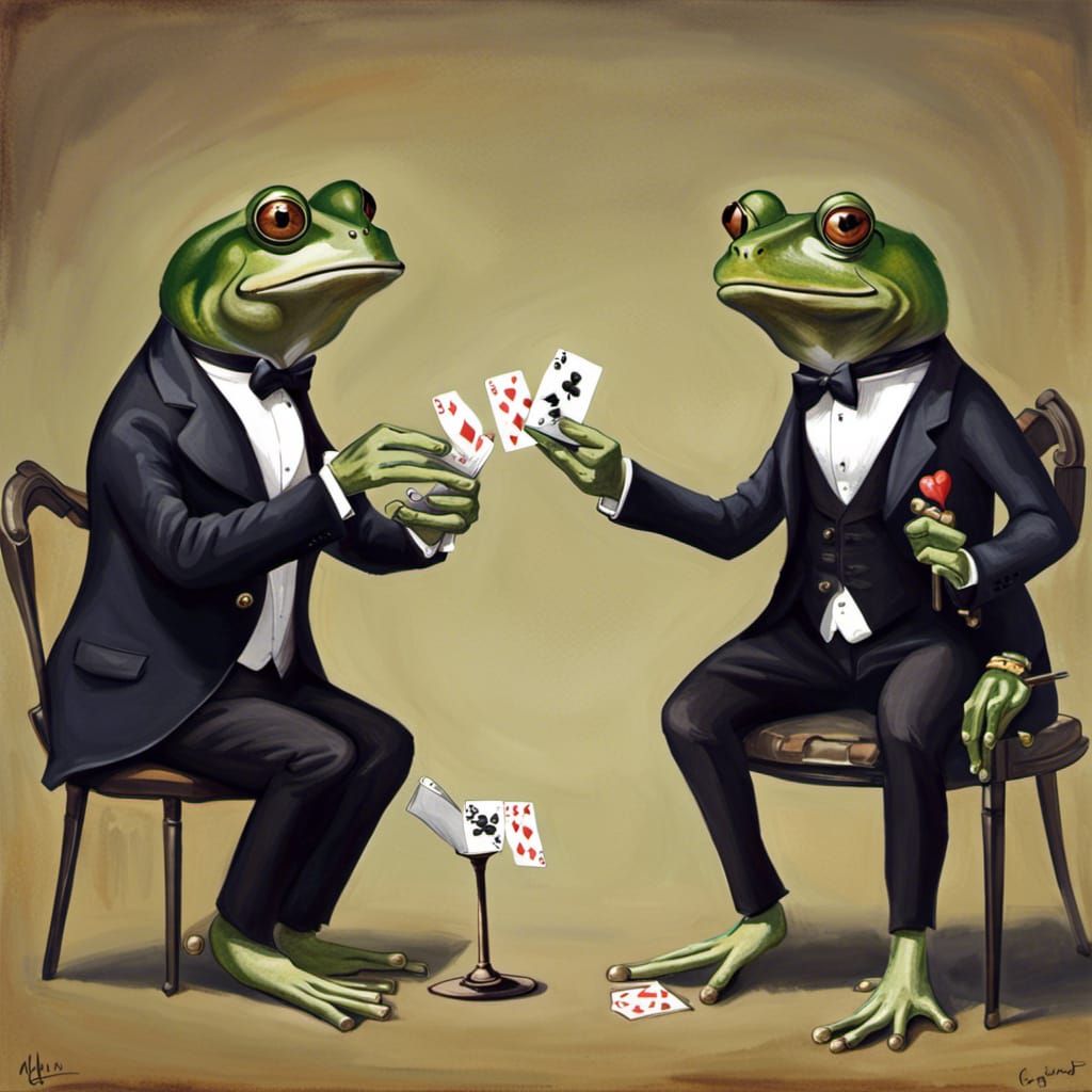 two classy frogs play a game of cards : r/nightcafe