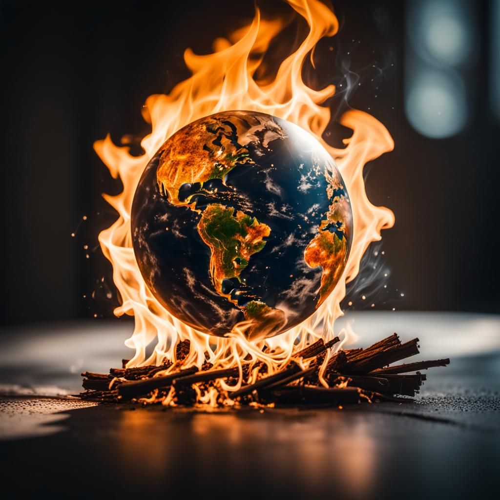 World problem stands engulfed in metaphorical flames - AI Generated ...