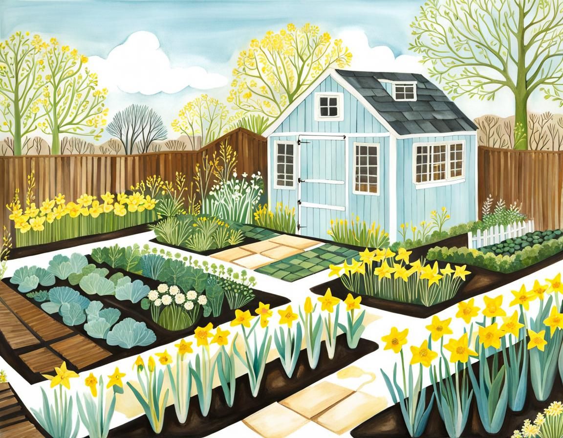 Early spring vegetable garden v3 - AI Generated Artwork - NightCafe Creator