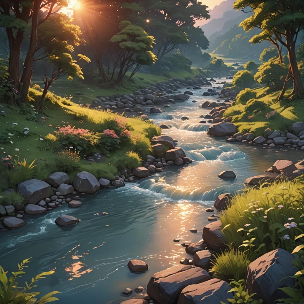 beautiful river as the sunset - AI Generated Artwork - NightCafe Creator