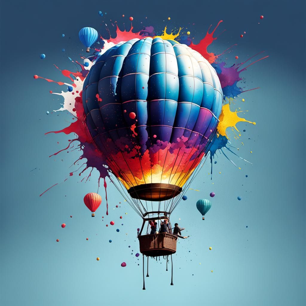 hot air balloon splatter - AI Generated Artwork - NightCafe Creator