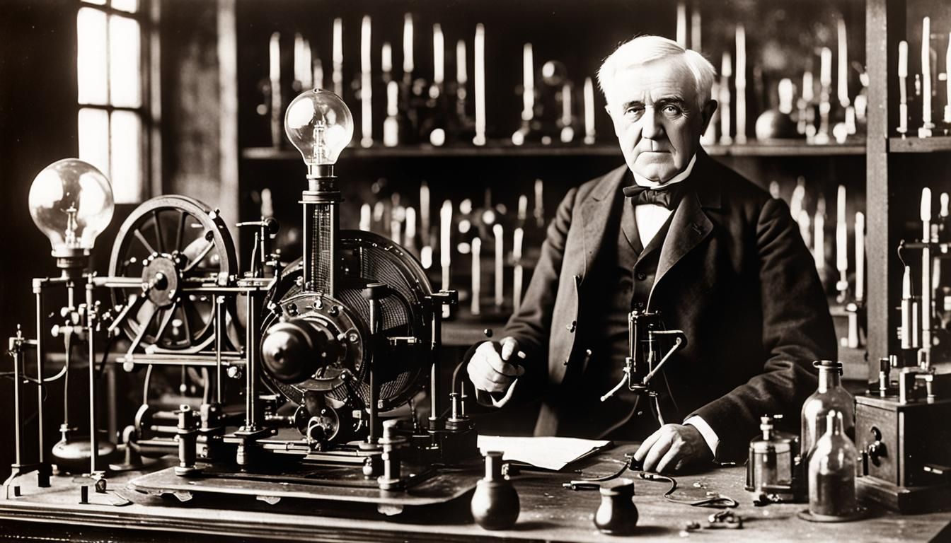 Thomas Edison in his lab working - AI Generated Artwork - NightCafe Creator