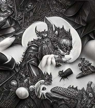 Evil Detailed Monochrome Fantasy Illustration - AI Generated Artwork ...