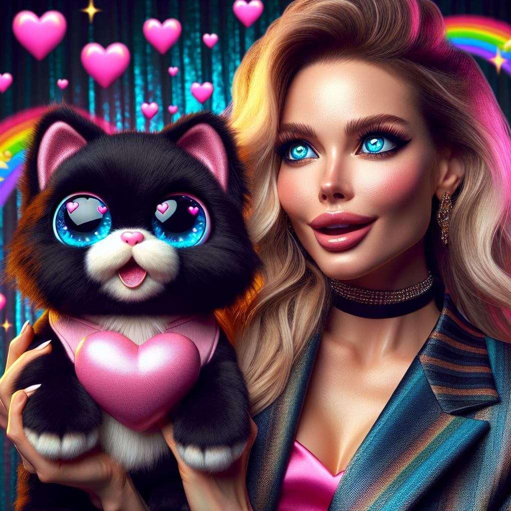 Happy cat lady - AI Generated Artwork - NightCafe Creator