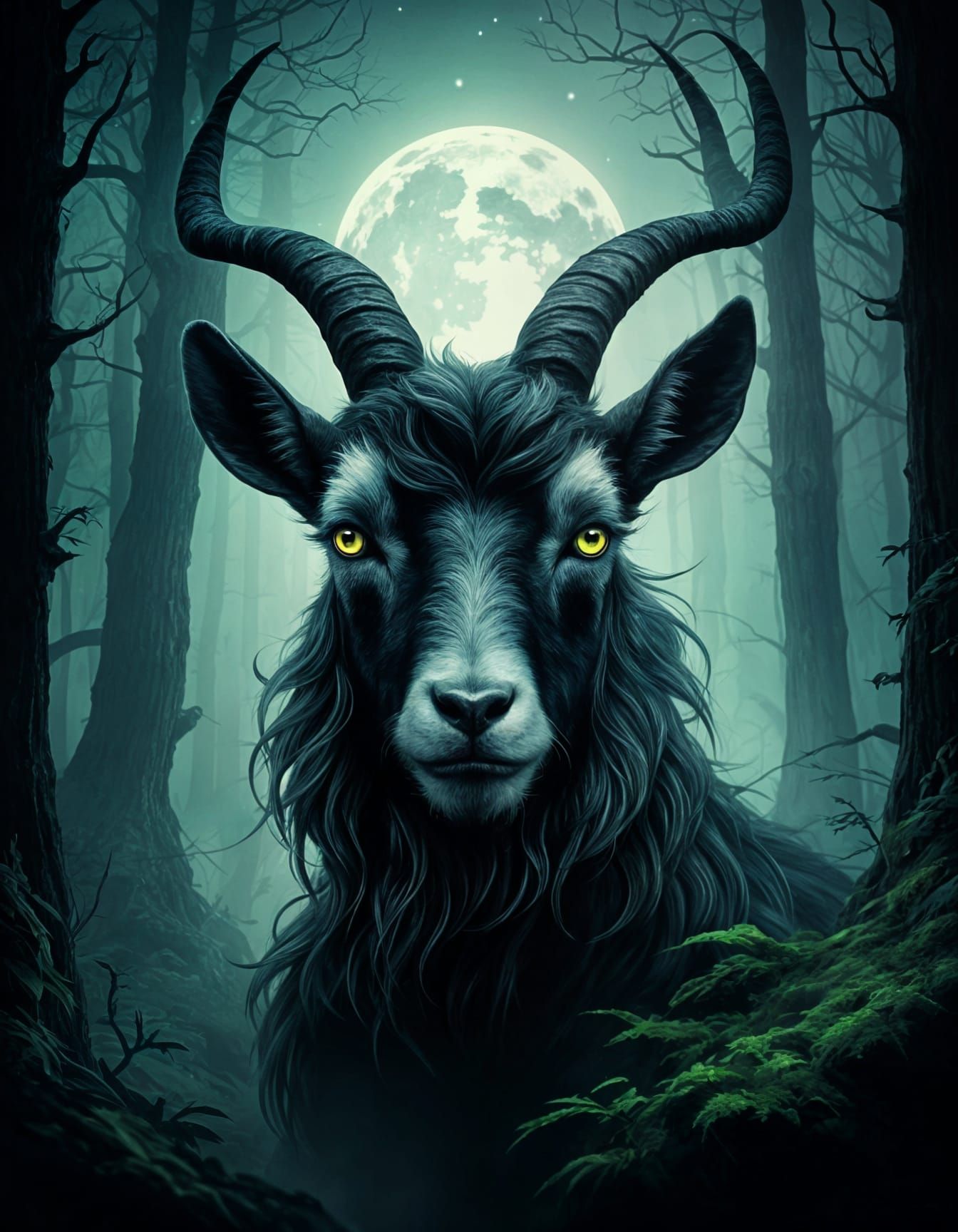Half goat half man portrait - Half Man Half Goat Portrait in...
