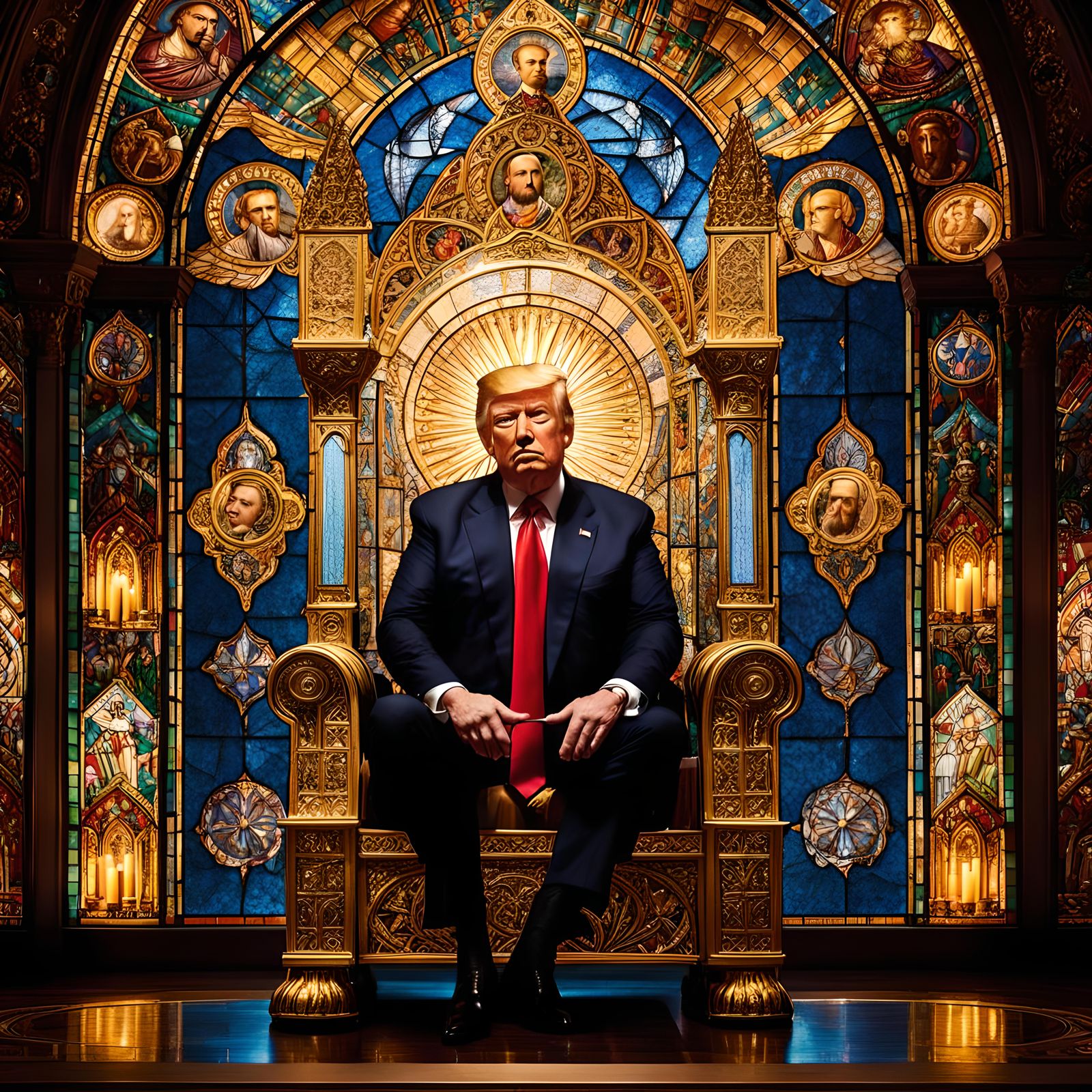 Donald J. Trump Sits Enthroned Amidst A Resplendent Background for ...