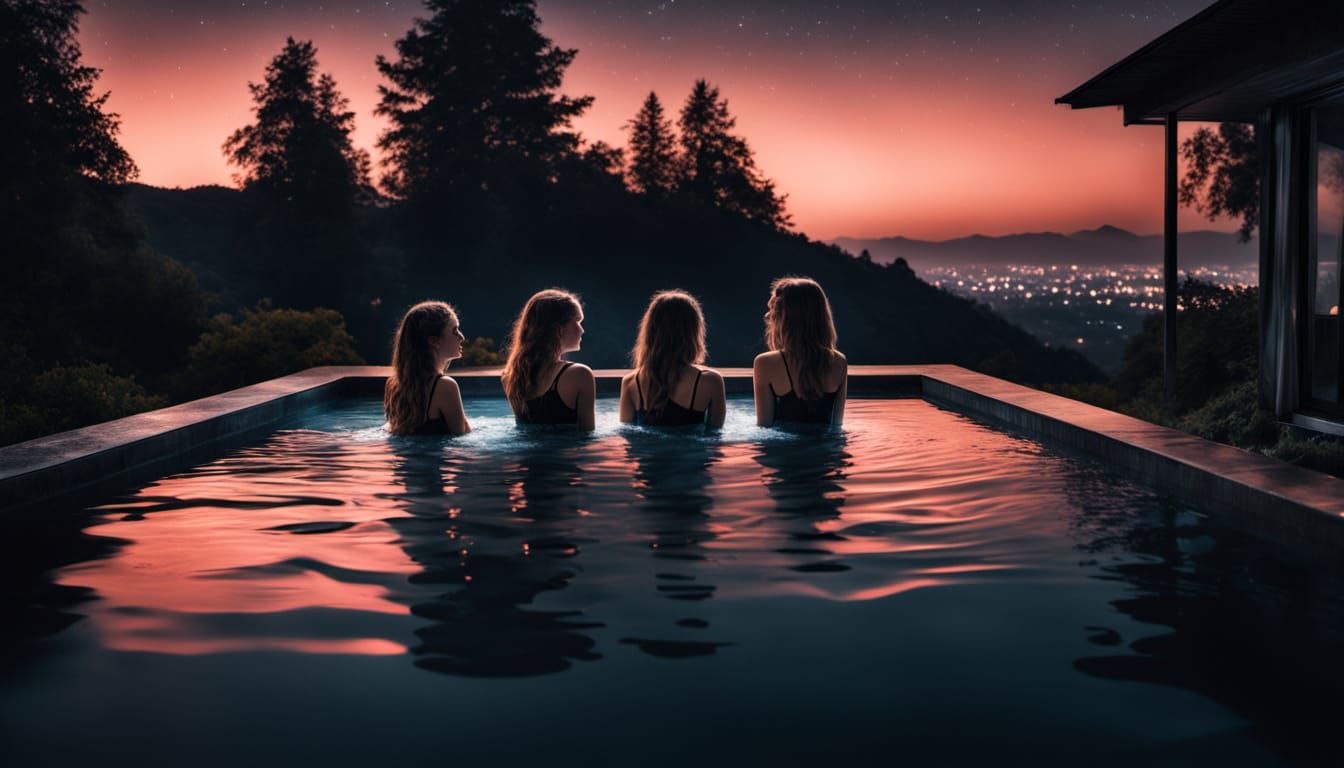 Girls in swimming pool - Girls Basking in Cinematic Pool Sce...