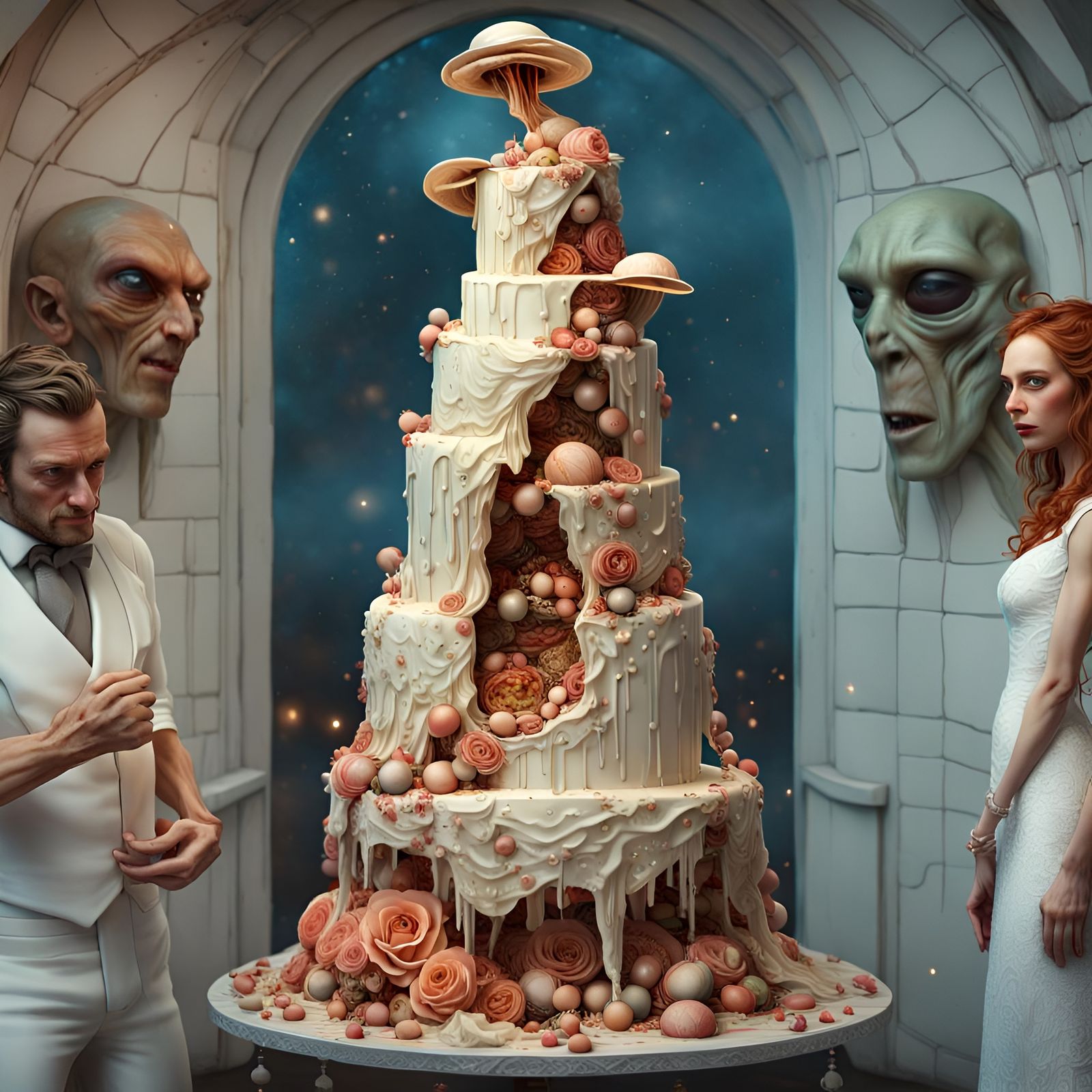 $ feast on bizarre and wonderful wedding cake with dreamlike alien ...