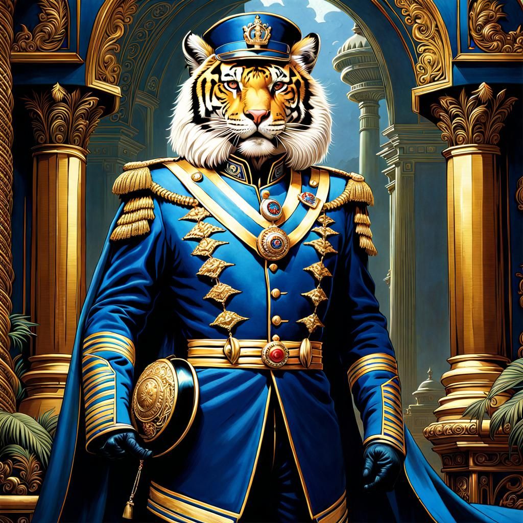 Tiger Captain in the Royal Blue Guard - AI Generated Artwork ...