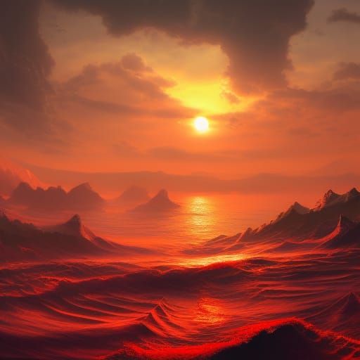 Crimson Sea - AI Generated Artwork - NightCafe Creator