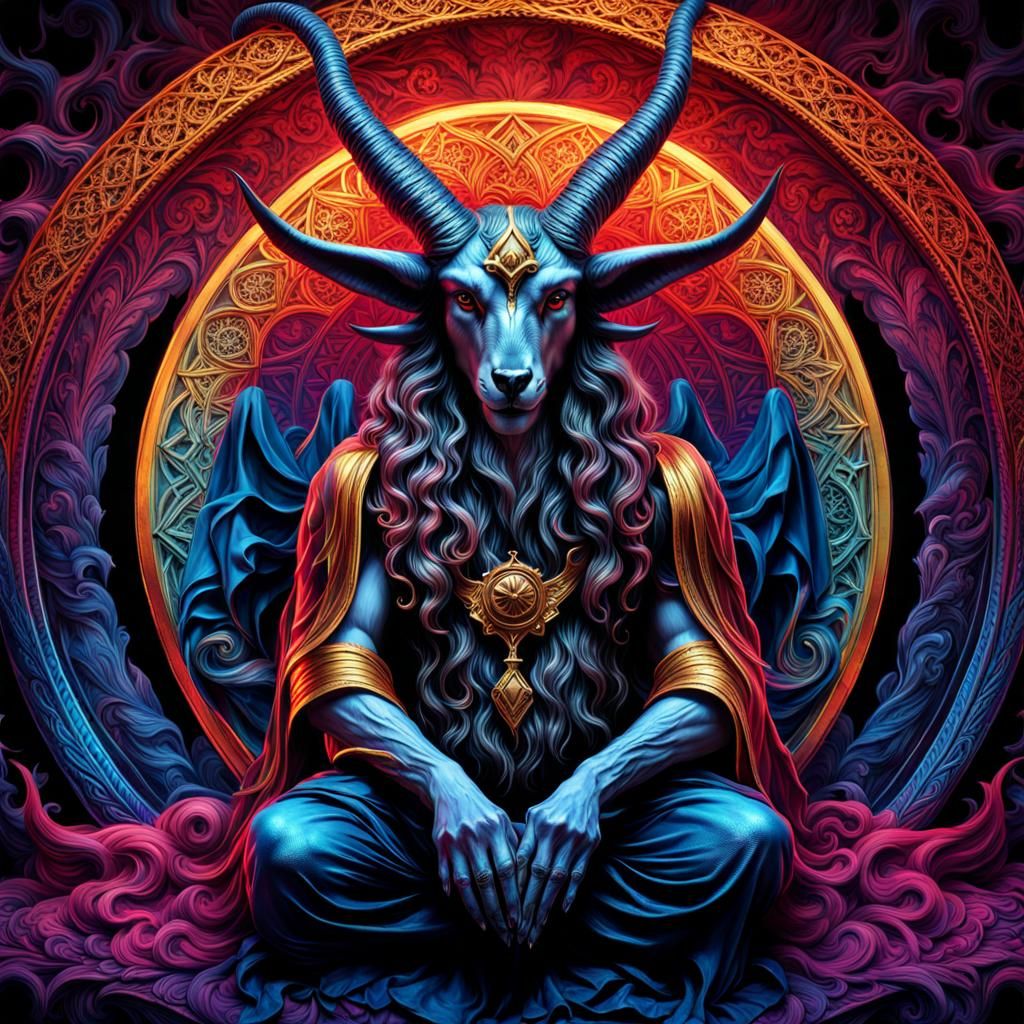 baphomet: "as above so below": crossed legs: photorealistic final ...