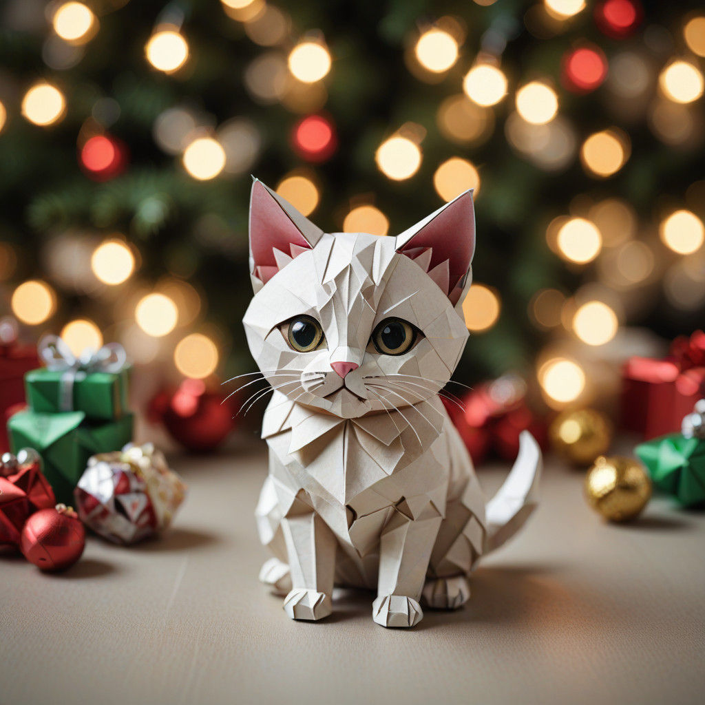 Xmas Kitten! - Whimsical Xmas Papercraft Kitten