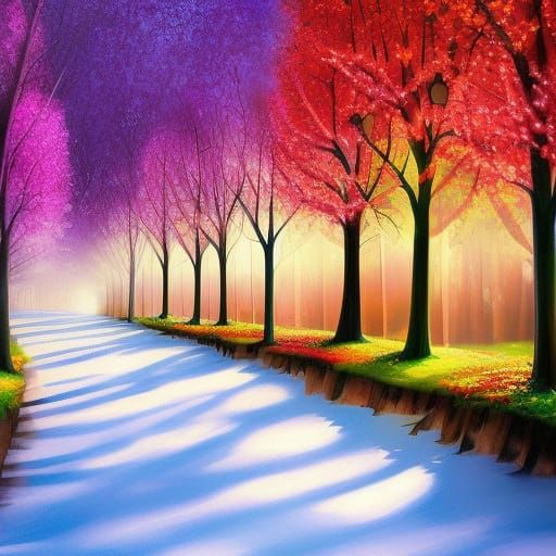 spring - summer - fall - and winter detailed matte painting dynamic ...