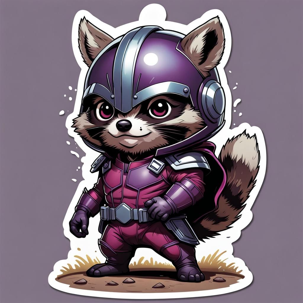 Chibi raccoon dressed as magneto with helmet, sticker - AI Generated ...