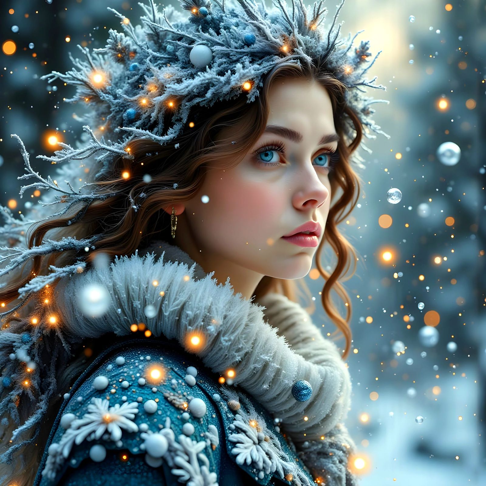 Nordic Princess in Soft Bokeh Oil Painting - AI Art