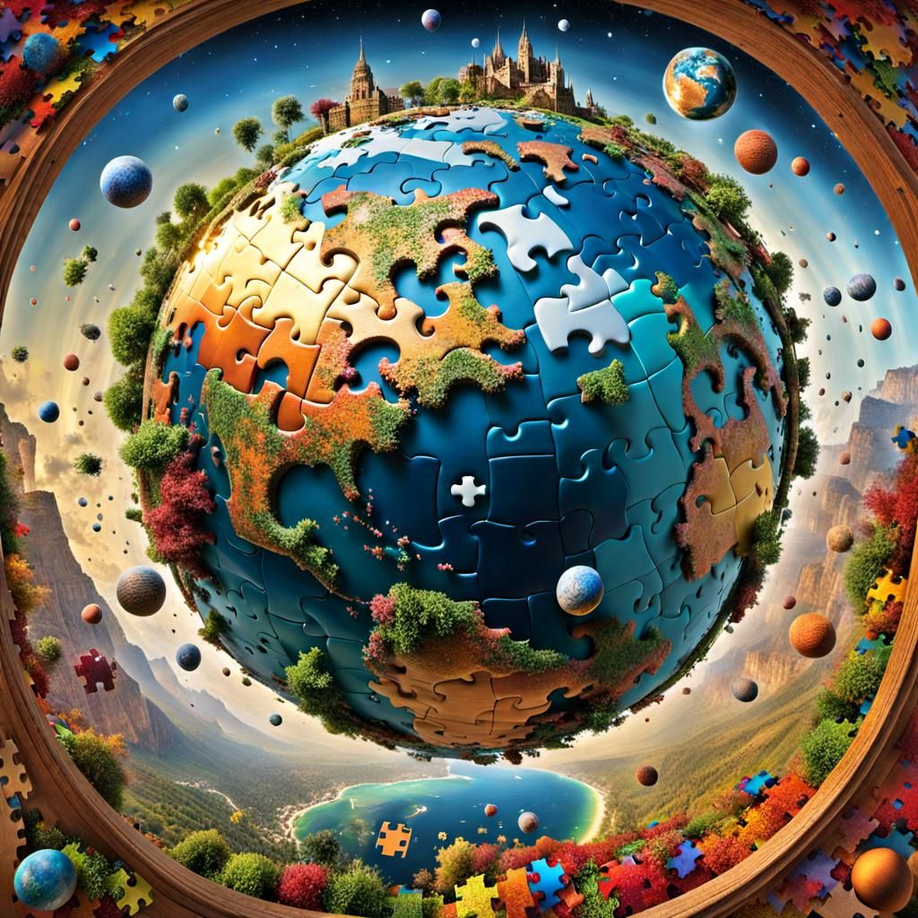 Planet earth puzzle 3D - AI Generated Artwork - NightCafe Creator