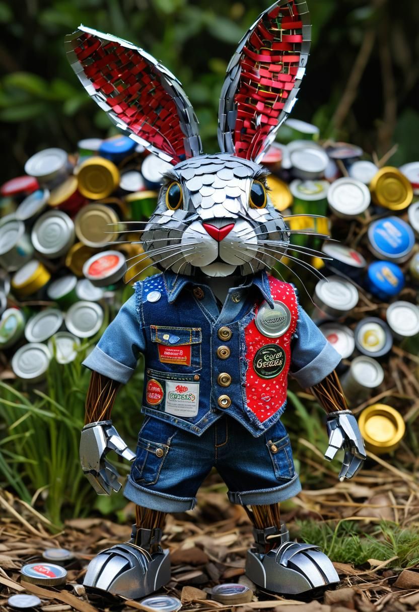 Rabbit from recycled materials (Juggernaut XI) - AI Generated Artwork ...